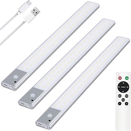 Wireless Under Cabinet Lighting Remote Control Rechargeable LED Closet ...