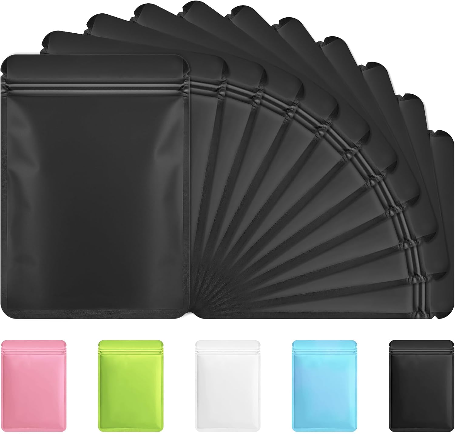 Amazon.com: Funfery 100 Pack Black Mylar Packaging Bags Resealable Bags ...