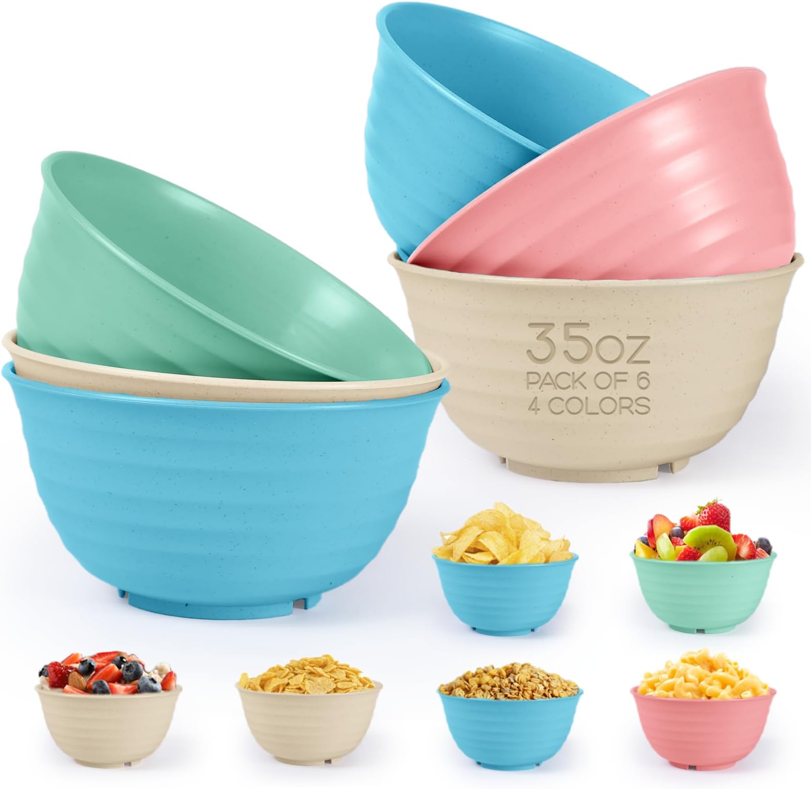 Amazon.com: KUCHEEZE Kitchen Bowls 6PCS - 35 Ounces Unbreakable ...