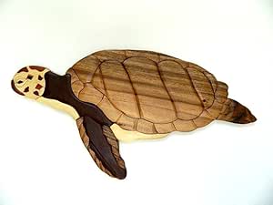 Amazon.com: Sea Turtle Ocean Seashore Intarsia Wood Wall Art Home Decor ...