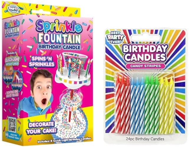 Amazon.com: BEST PARTY EVER! Sprinkle Fountain Birthday Candle with 32 ...