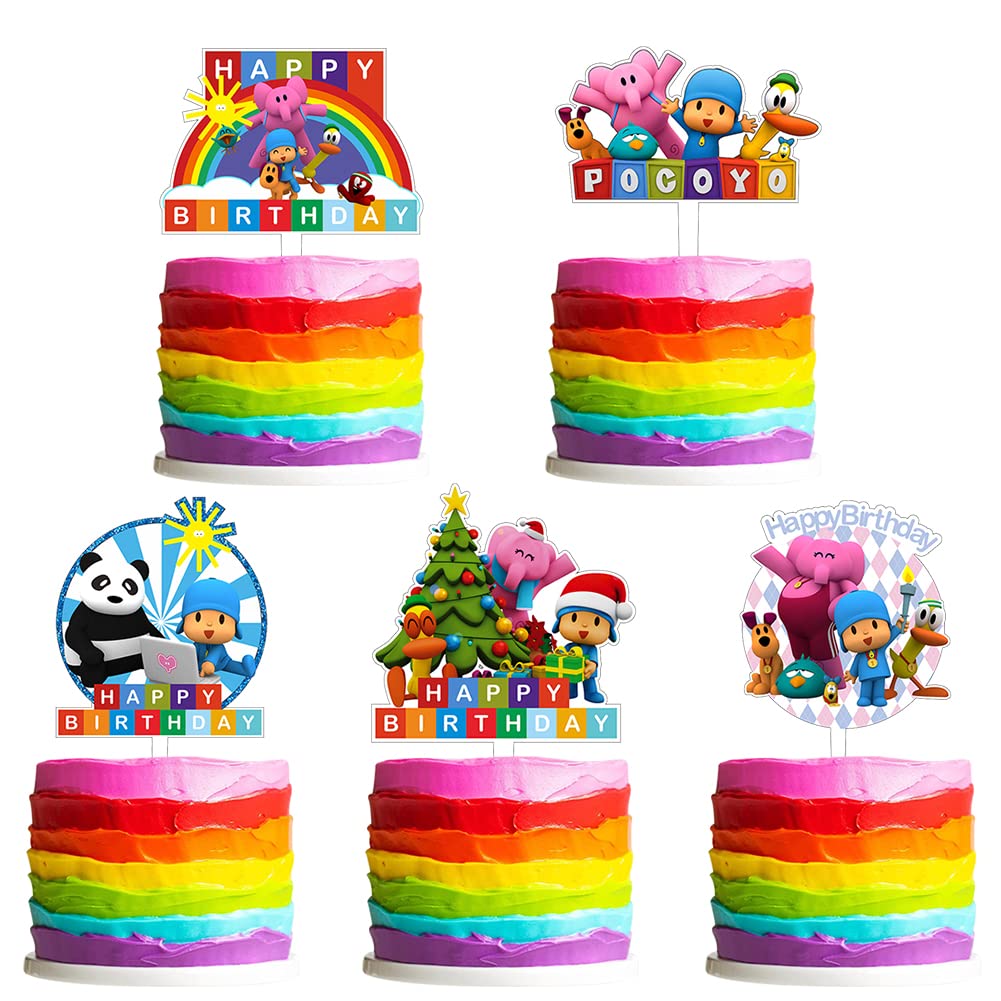 Buy Hilloly Pocoyo Cake Decoration 5 Pieces Acrylic Pocoyo Cake Topper ...