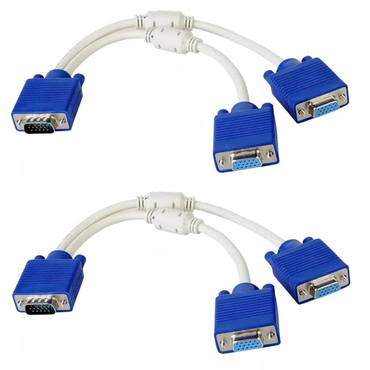 PARUHT 2pcs VGA Y Splitter Cable 1 Male VGA to 2 Female VGA Splitter ...