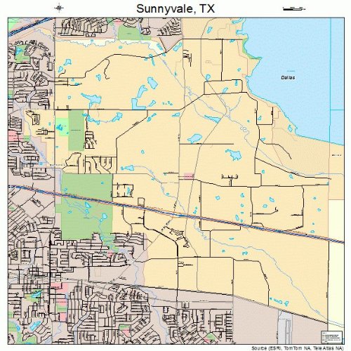 Large Street & Road Map of Sunnyvale, Texas TX - Printed Poster Size ...