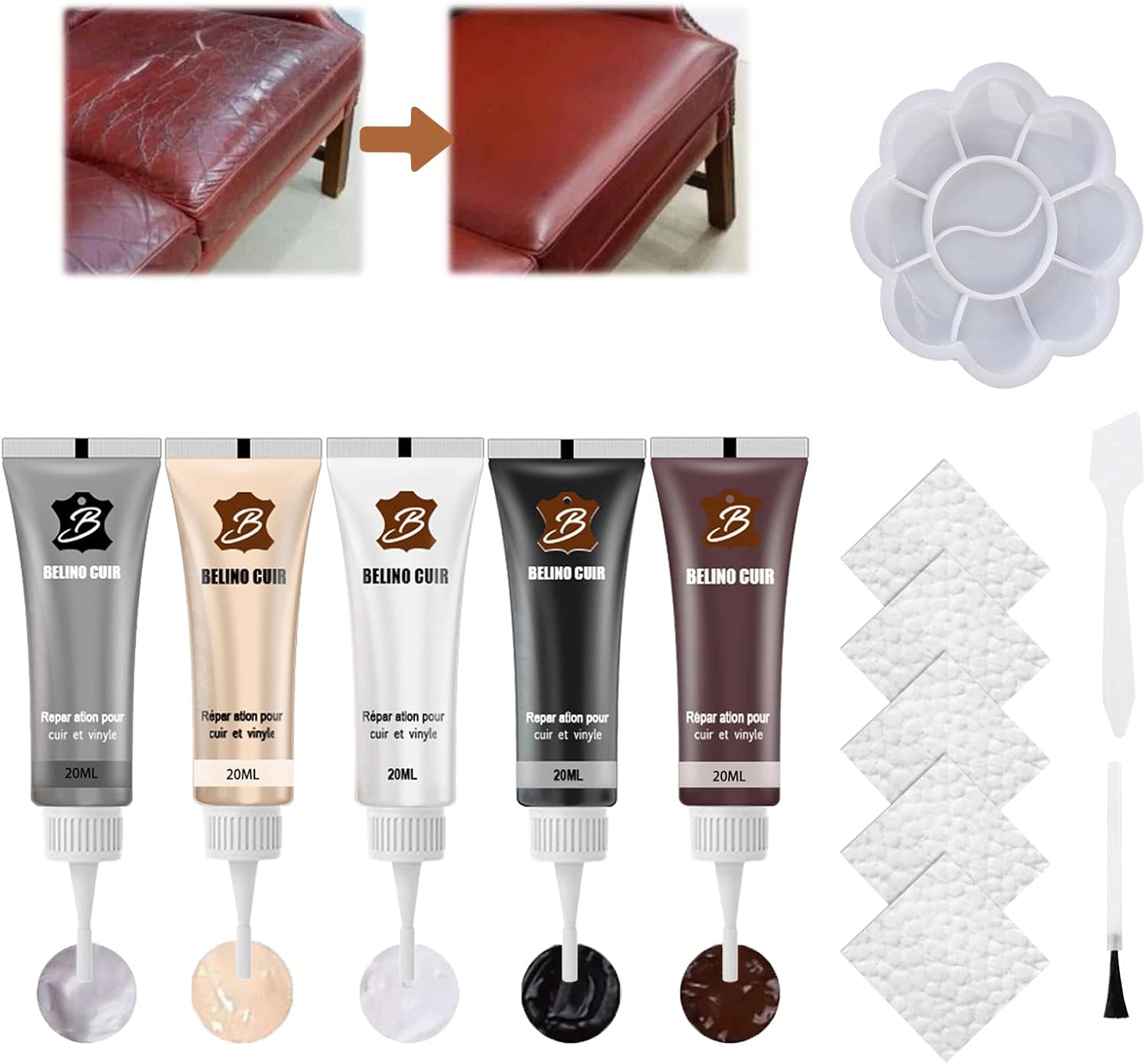 Lederreparatur Creme, 5 Farben Fiussigleder Reparatur Set, Mischbare ...