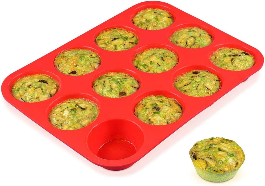 Amazon.com: SILIVO Silicone Muffin Pans Nonstick 12 Cup(2 Pack) - 2.5 ...