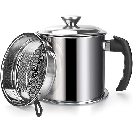Amazon.com: INAVIS Bacon Grease Container with Strainer -1.3 L (44 oz ...