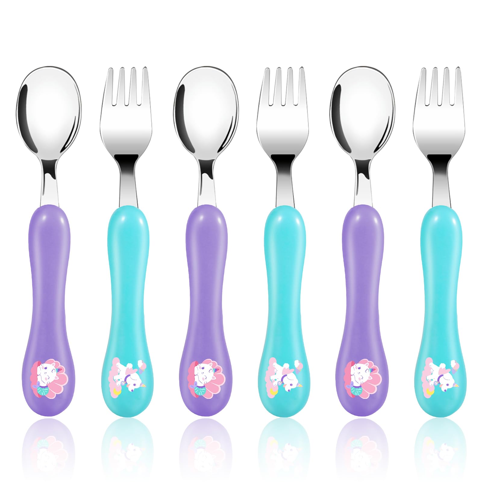 Amazon.com: Lehoo Castle Toddler Fork and Spoon, 6pcs Toddler Utensils Kids Silverware, Safe ...