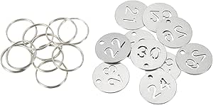PATIKIL Number Key Fob, 23 mm Stainless Steel 21-30 Number ID Tags Key ...