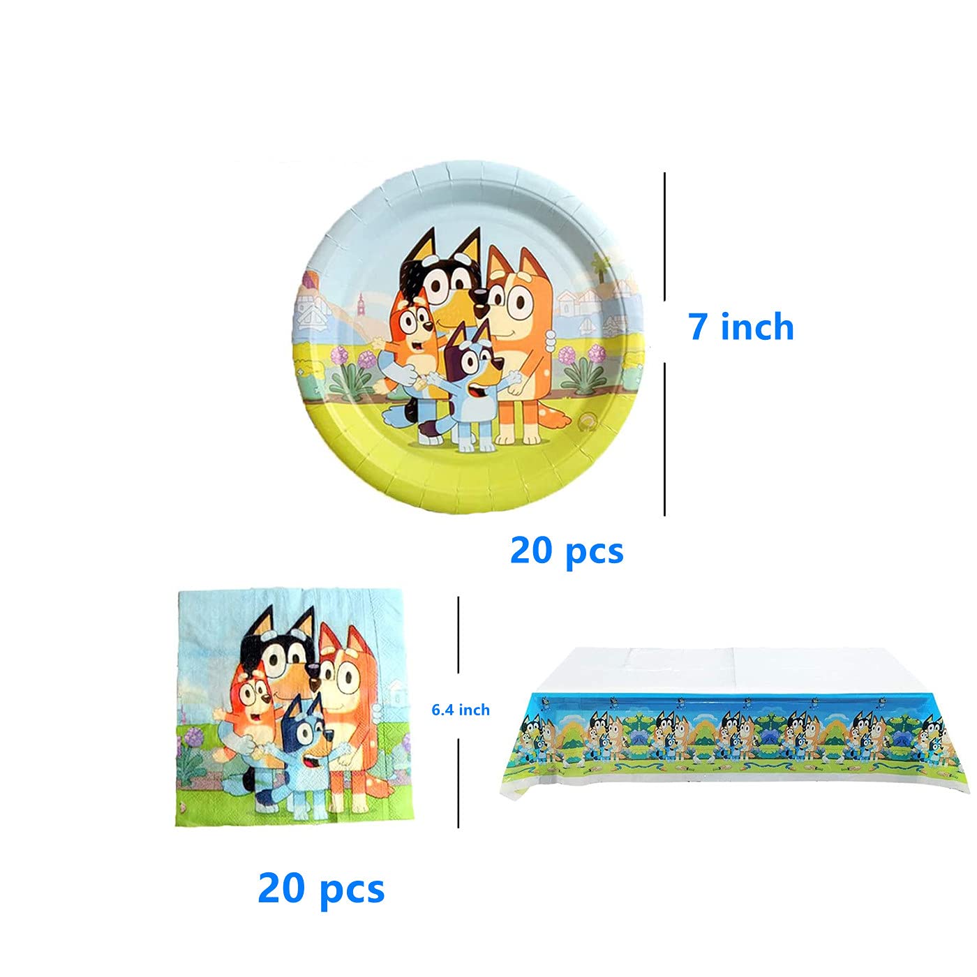 Bingo Bluey Birthday Party Supplies Pack Includes 20 Plates and 20 ...
