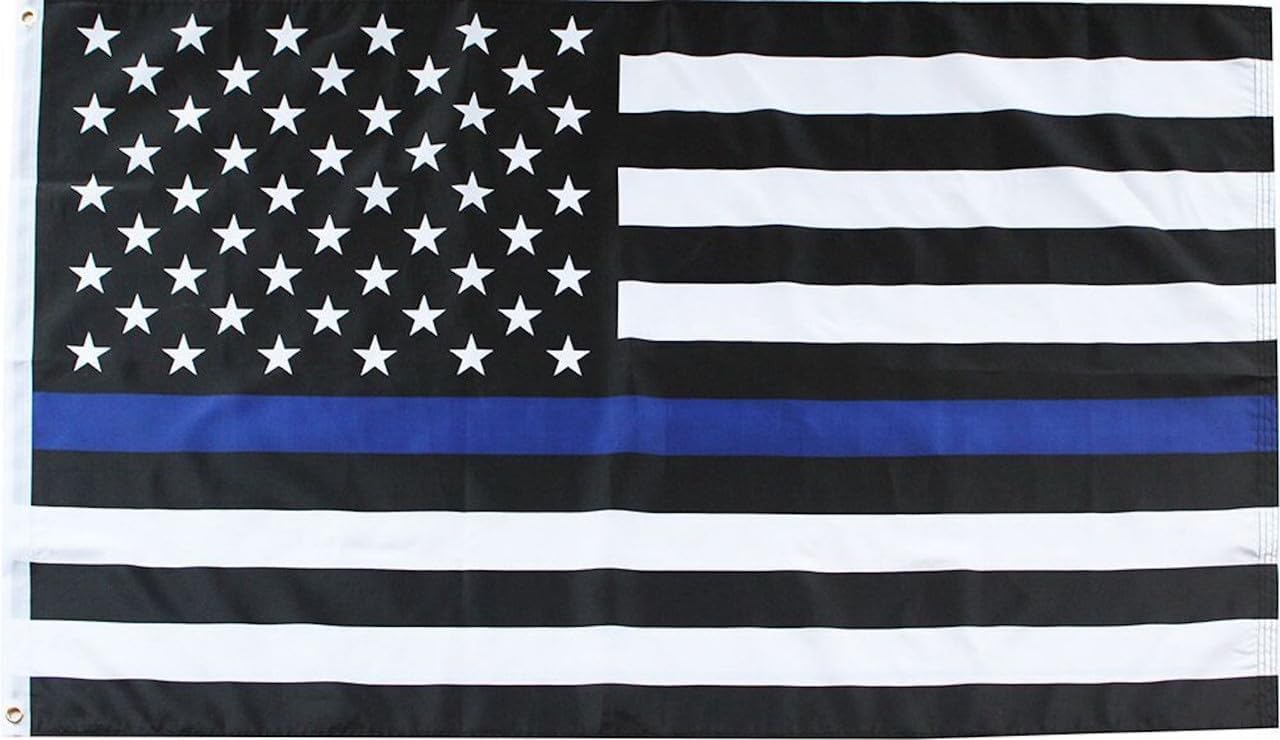 Amazon.com : Briarwood Lane Thin Blue Line Police Grommet Flag : Patio ...