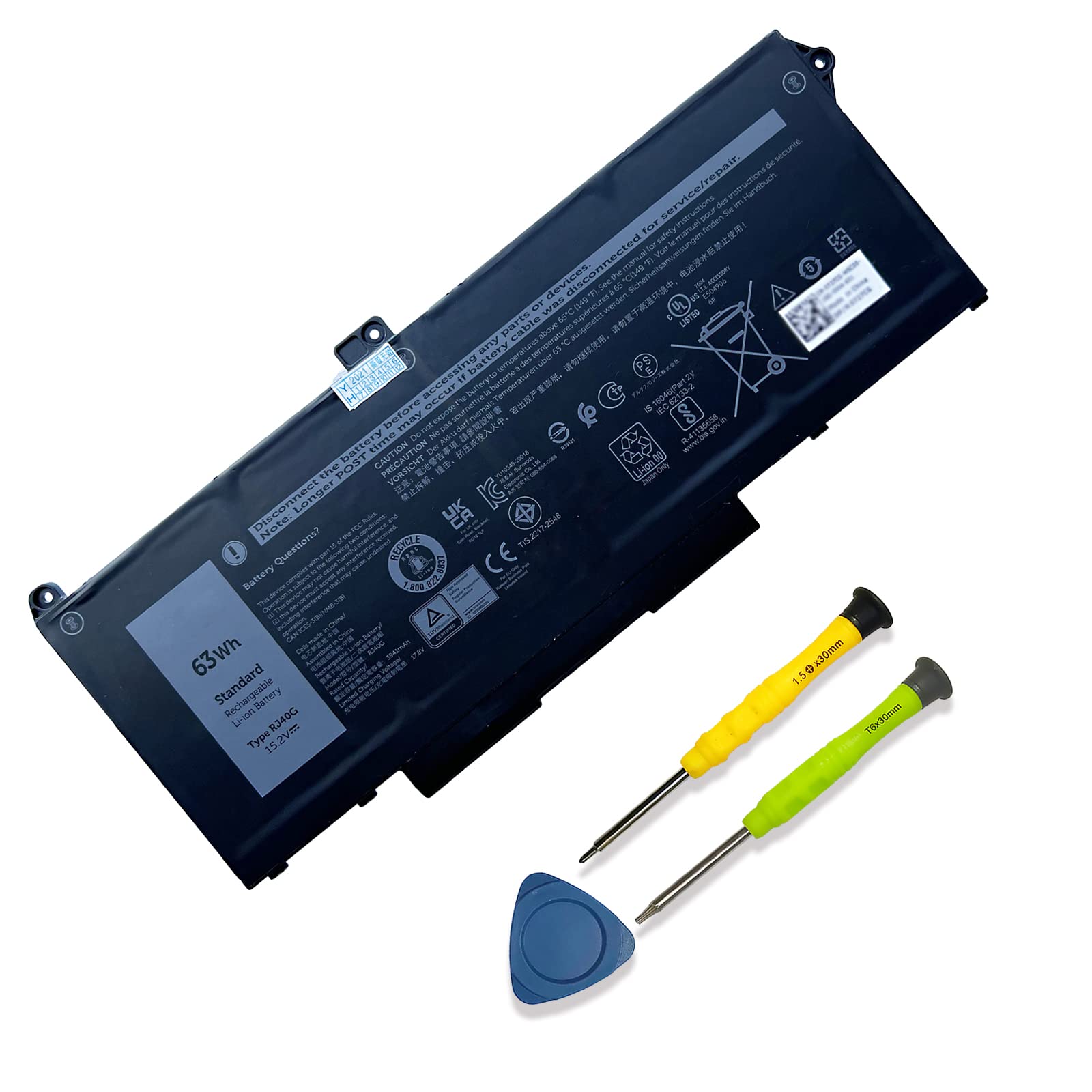 RJ40G 63Wh Laptop Battery Replacement for Dell Latitude 14 5420 ...