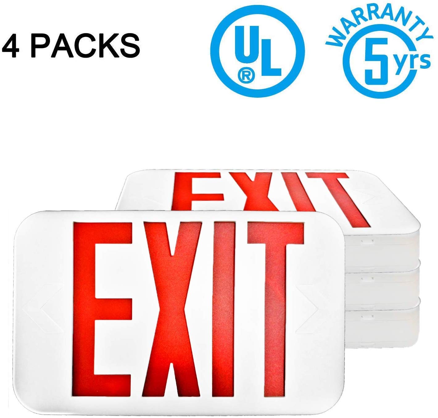 Buy SPECTSUN LED Exit Sign with Battery Backup, Red Exit Light - 6Pack ...