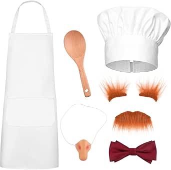 Amazon.com: Kuscul 6 Pcs Halloween Chef Costume Include Chef Hat White ...