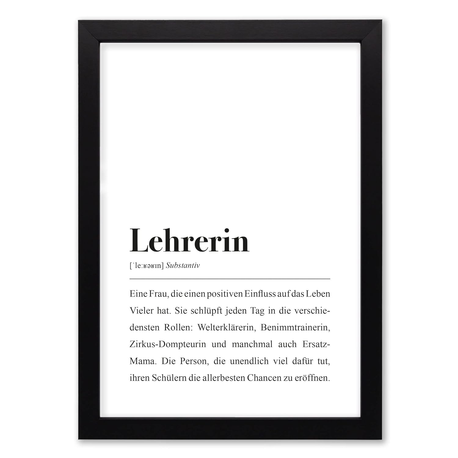 Lehrerin Definition: DIN A4 Poster mit Rahmen : Amazon.de: Küche ...