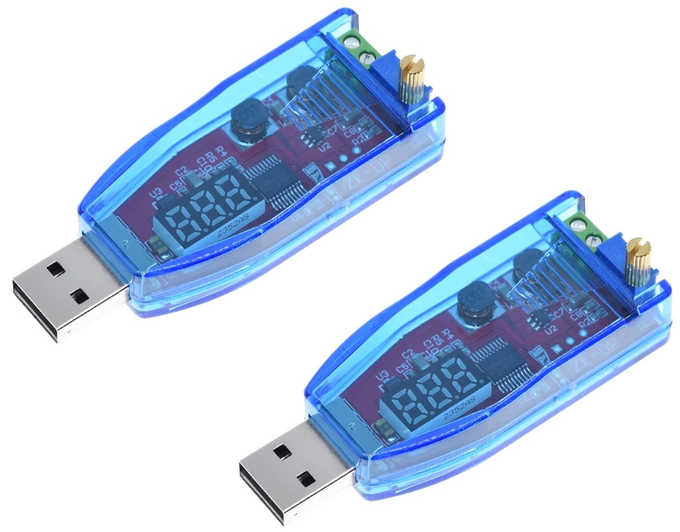 2pcs LED DC-DC 5V to 1-24V Potentiometer USB Step Up Down Buck-Boost ...