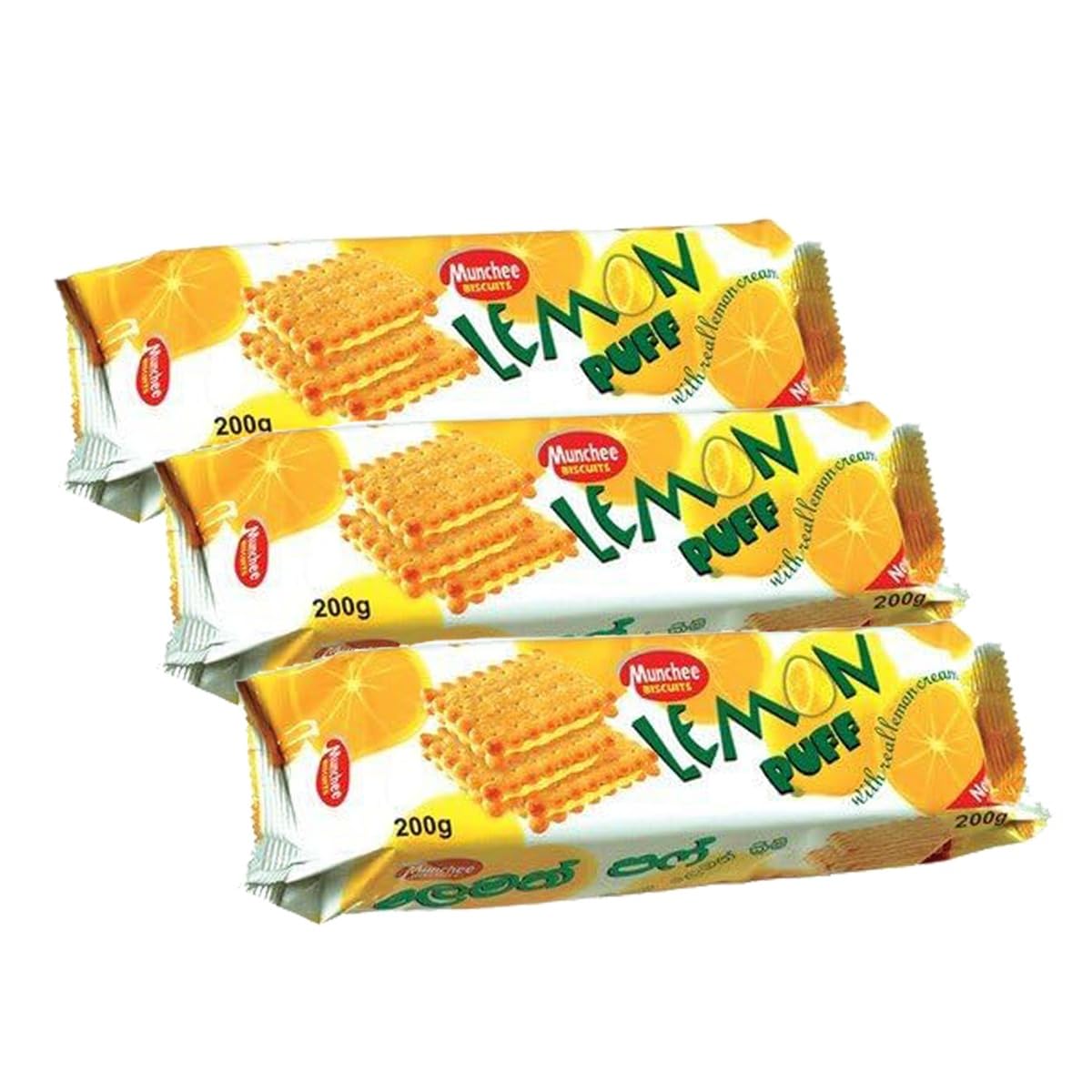 Munchee Lemon puff biscuits, Lemon flavoured cream, Sugar sprinkled ...