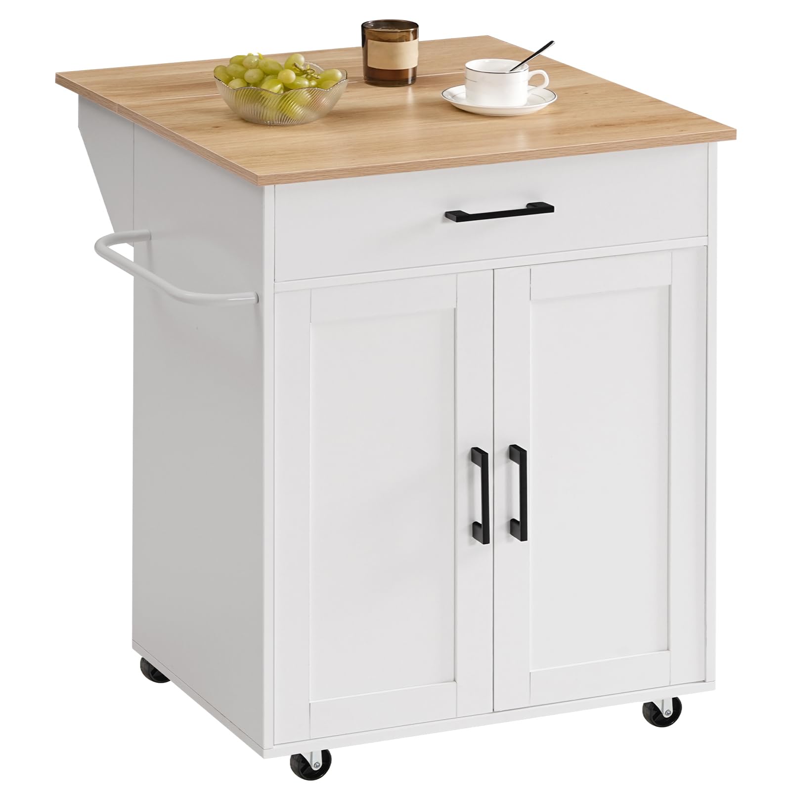 Amazon.com: MAHANCRIS Kitchen Island on Wheels with Drop Leaf, Folding ...