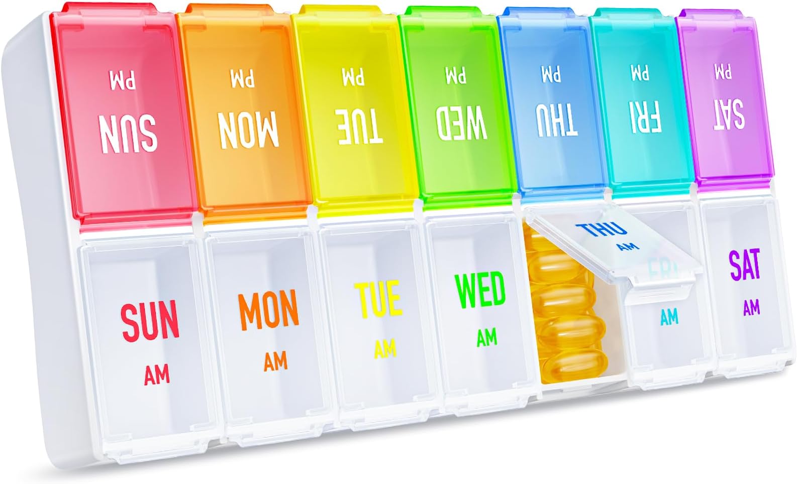 Amazon.com: ZIKEE Rainbow Weekly Pill Organizer 2 Times a Day for Easy ...