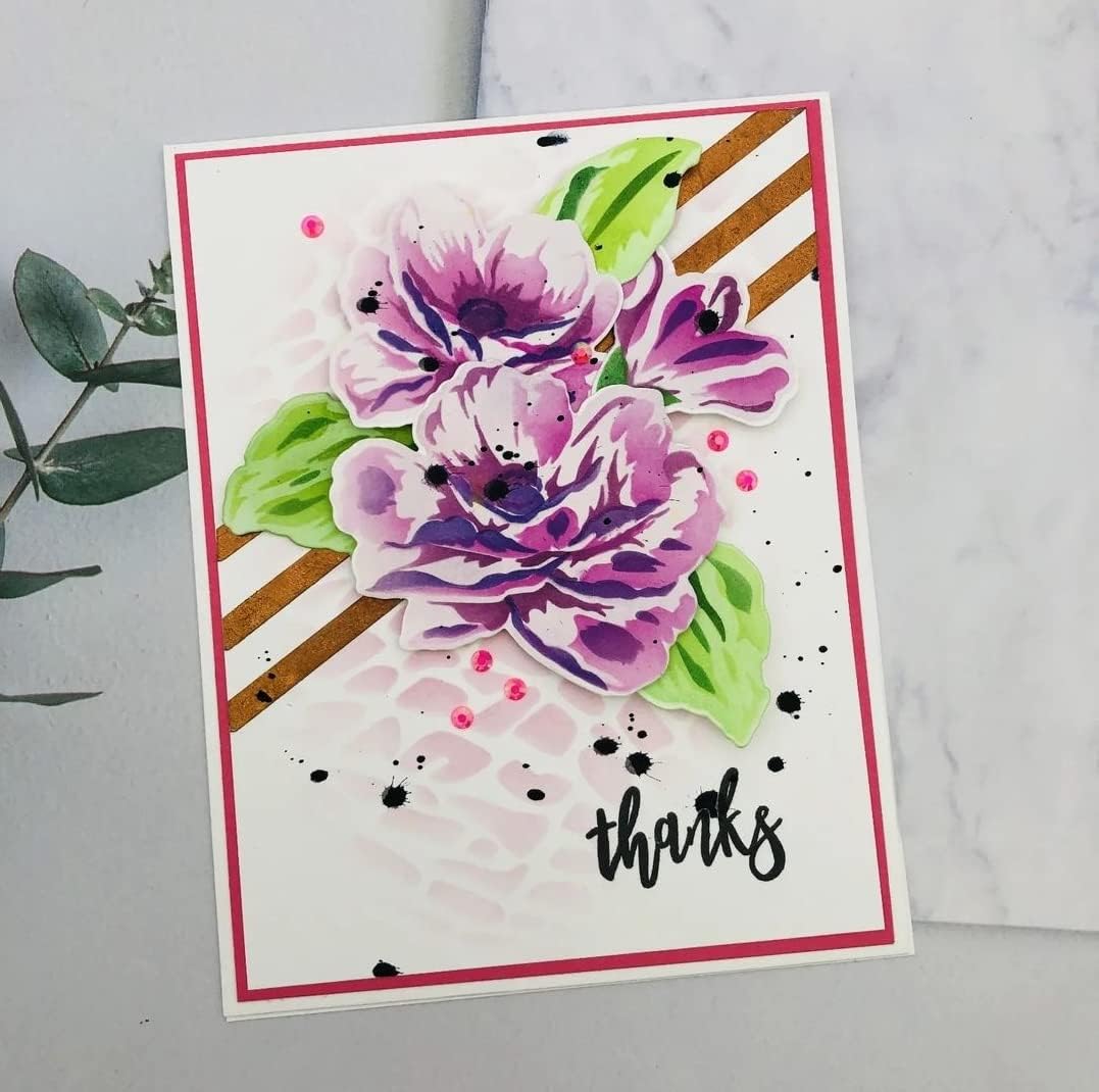 Alinacutle 5 plantillas de capas de flores de peonía y 1 juego de troqueles de marco, plantillas ...