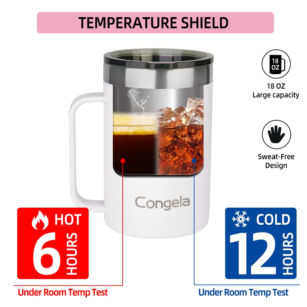 Congela 18oz Stainless steel insulated coffee mug with handle ...