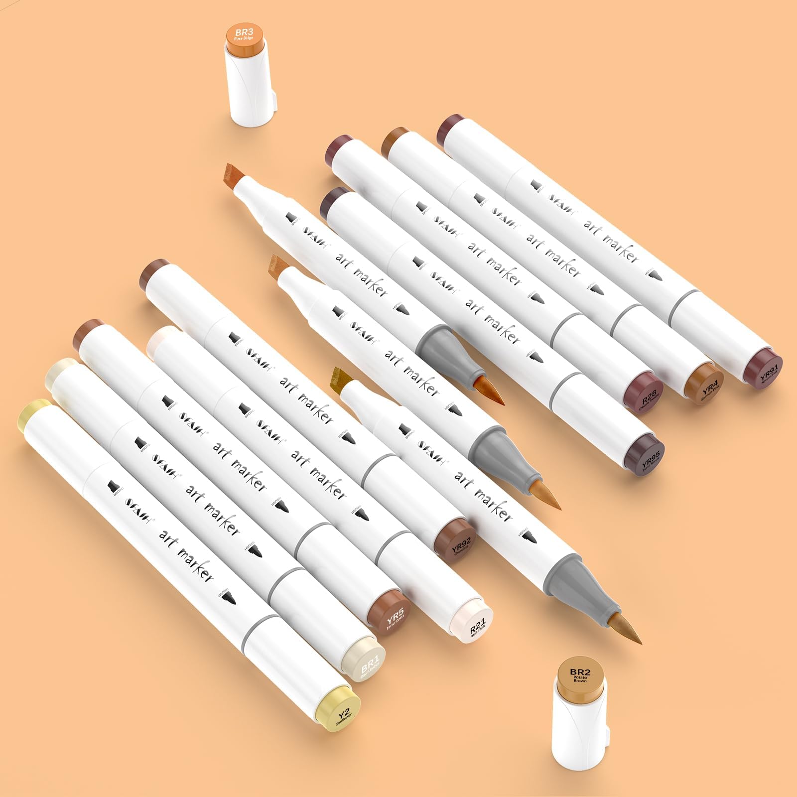 Arrtx Skin Tone Alcohol Markers Oros 48 Colors,Brush & Chisel Tip Art ...