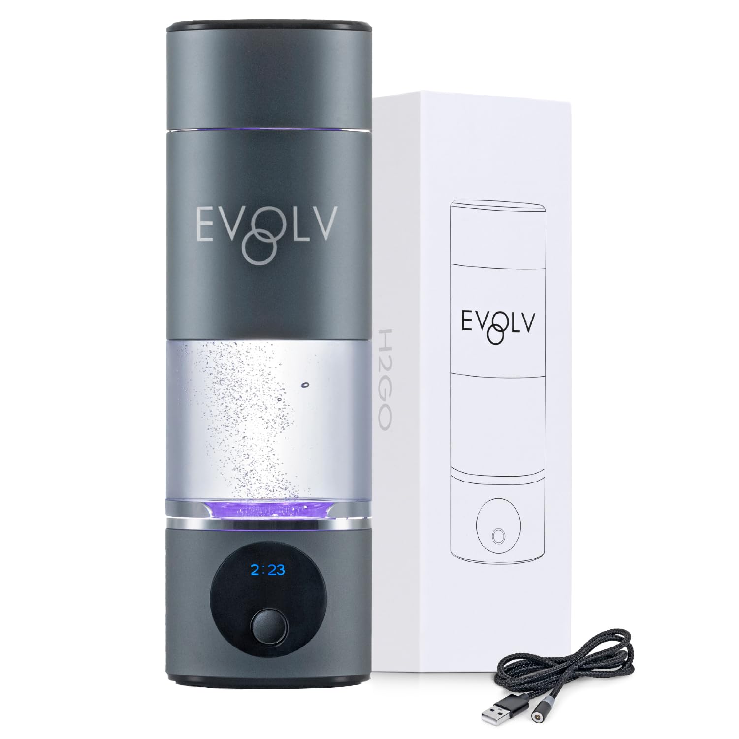 Amazon.com: EVOLV Hydrogen Water Bottle Generator - SPE & PEM Water Ionizer 5.42PPM, Highest ...