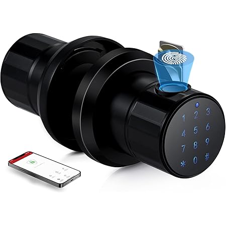 iuknob Fingerprint Door Knob with Keypad and Key,Smart Biometric ...