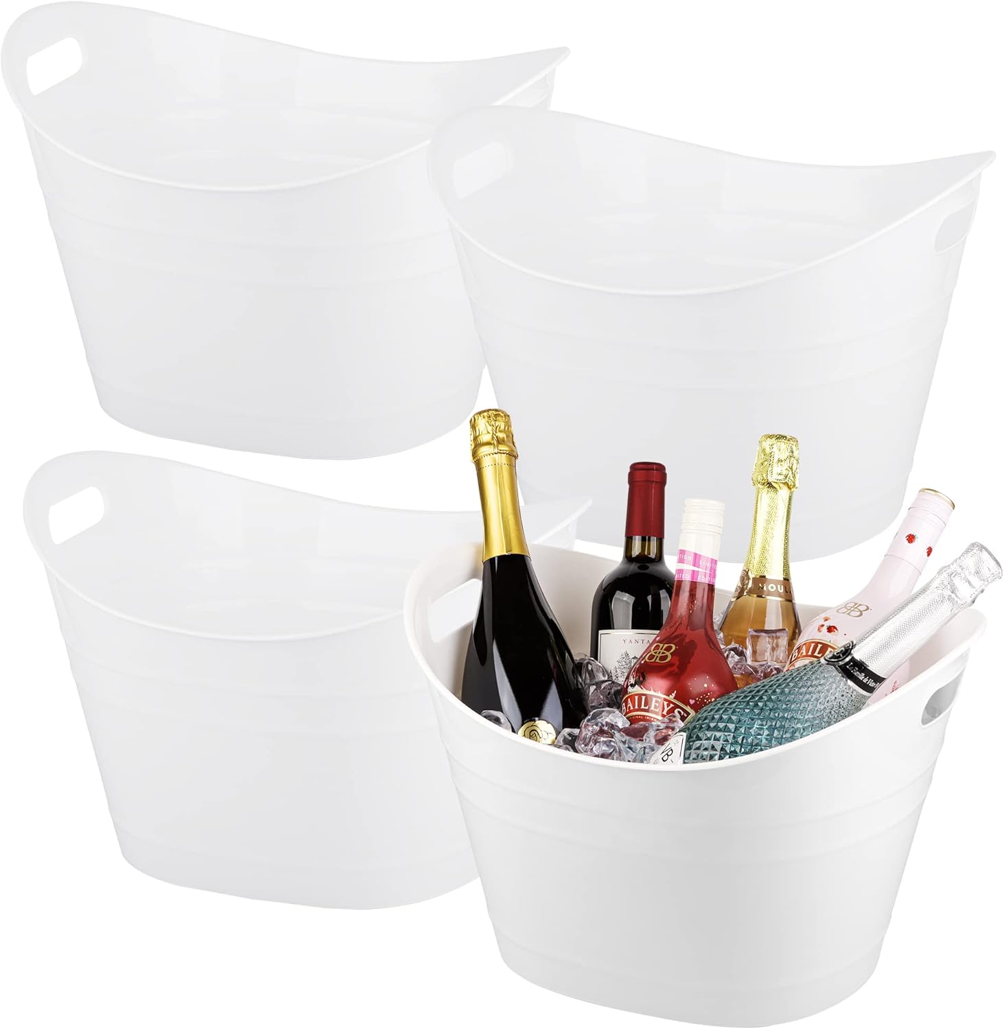 Amazon.com: 4 Pack Large Plastic Ice Bucket for Wine, Beer and ...