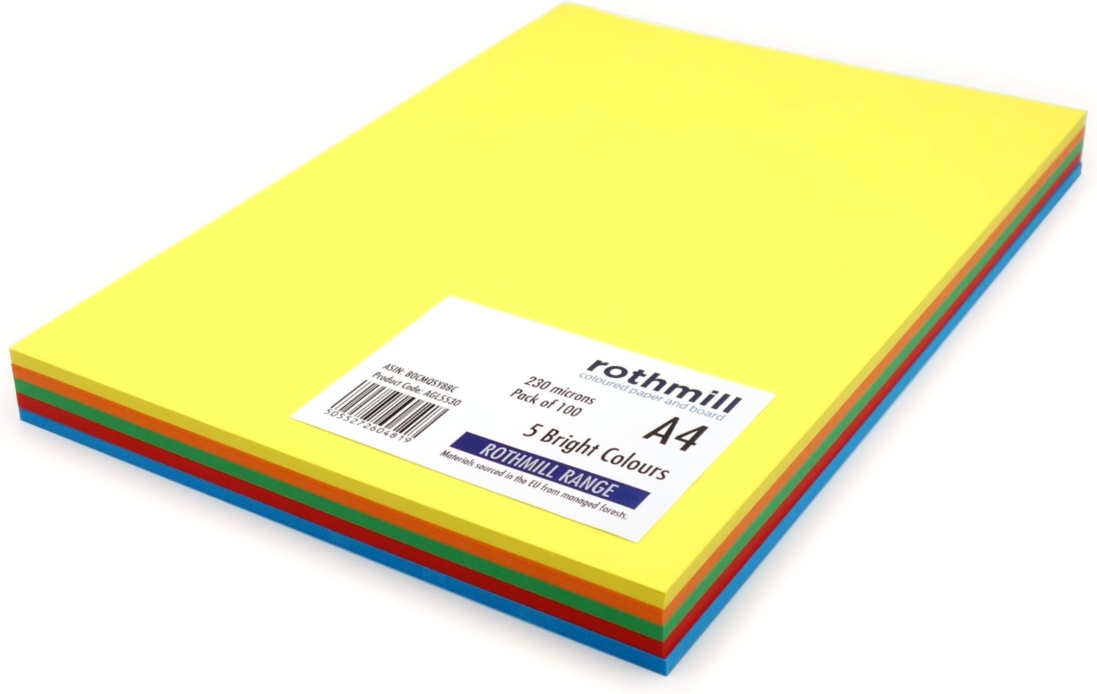 Rothmill Card, 220gsm (280 microns), A4 (210x297mm), 50 Sheets, 5 'Pink ...