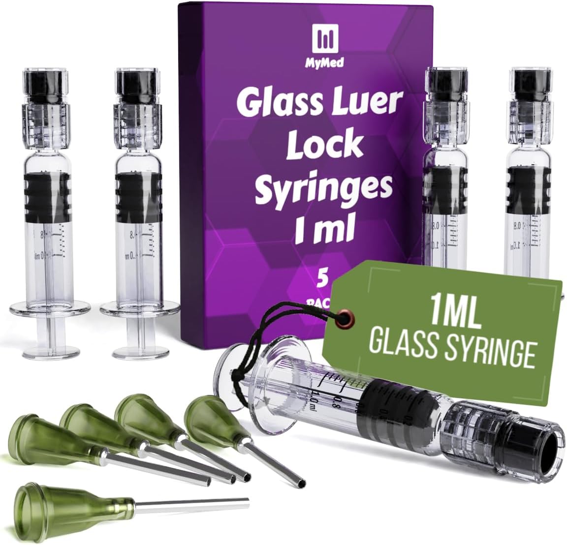 Amazon.com: MyMed 5 Pack Borosilicate Glass Luer Lock Syringe 1ml ...