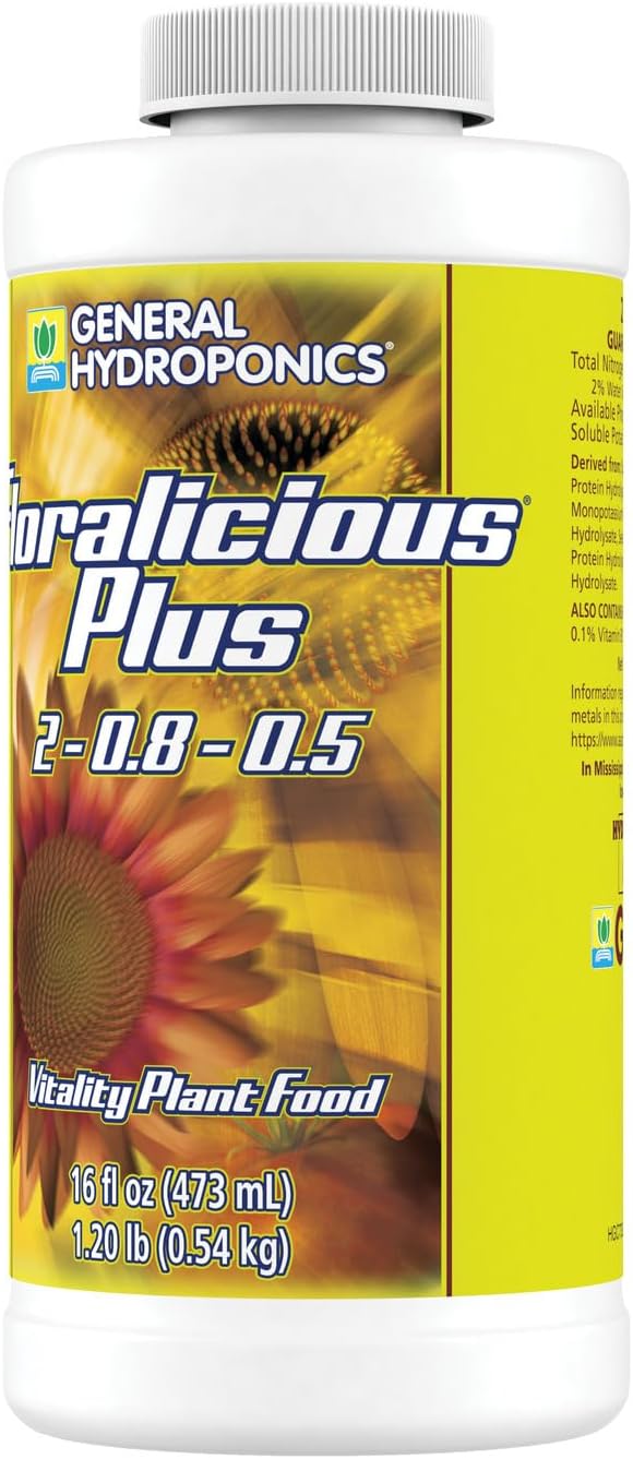 General Hydroponics Floralicious Plus, Vitality Plant Food, 2-0.8-0.5 ...