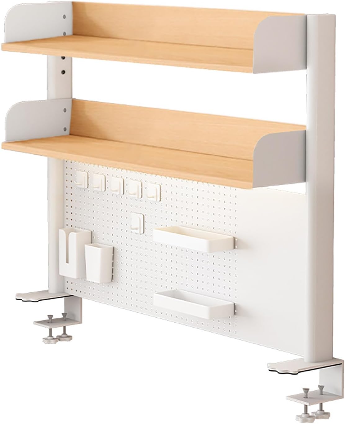 Amazon.com: OOFAYJIA Clamp on Desktop Bookshelf with Pegboard, Desk ...