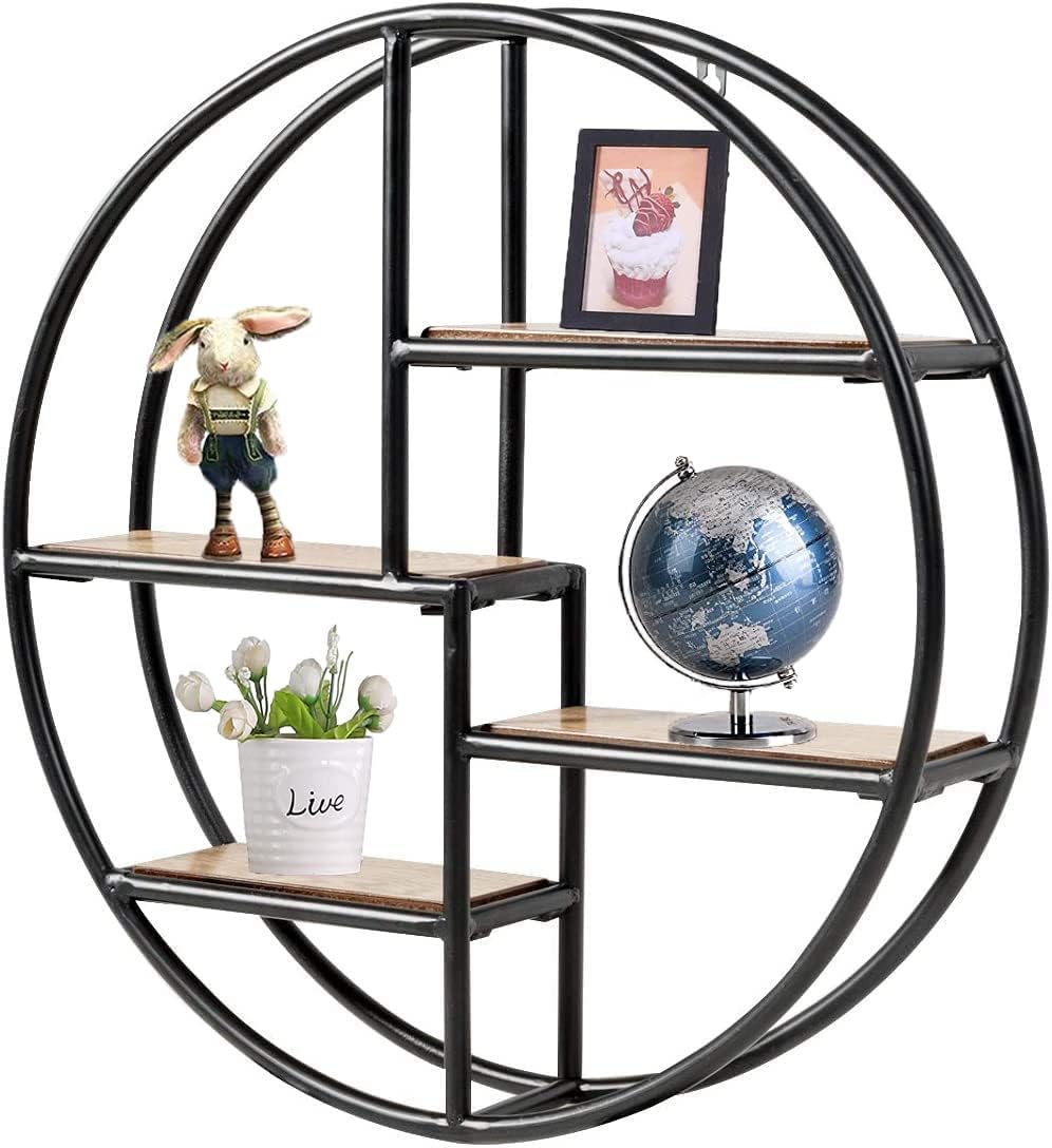 Amazon.com: FANTASK Round Wall Shelf, 4-Tier Wood Floating Decorative ...