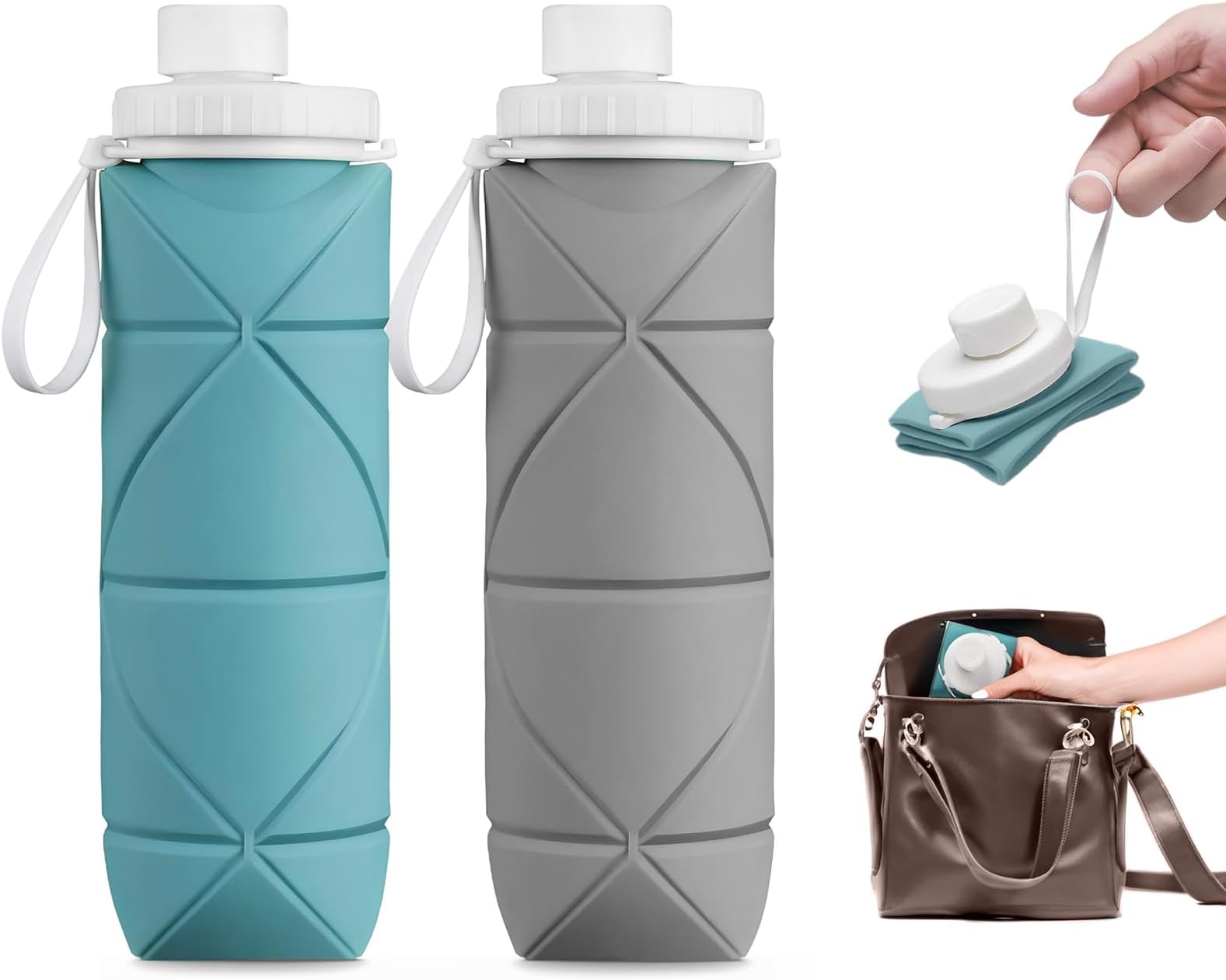 Botella de Agua Silicona Plegable, Botella de Agua Deportiva Plegable ...