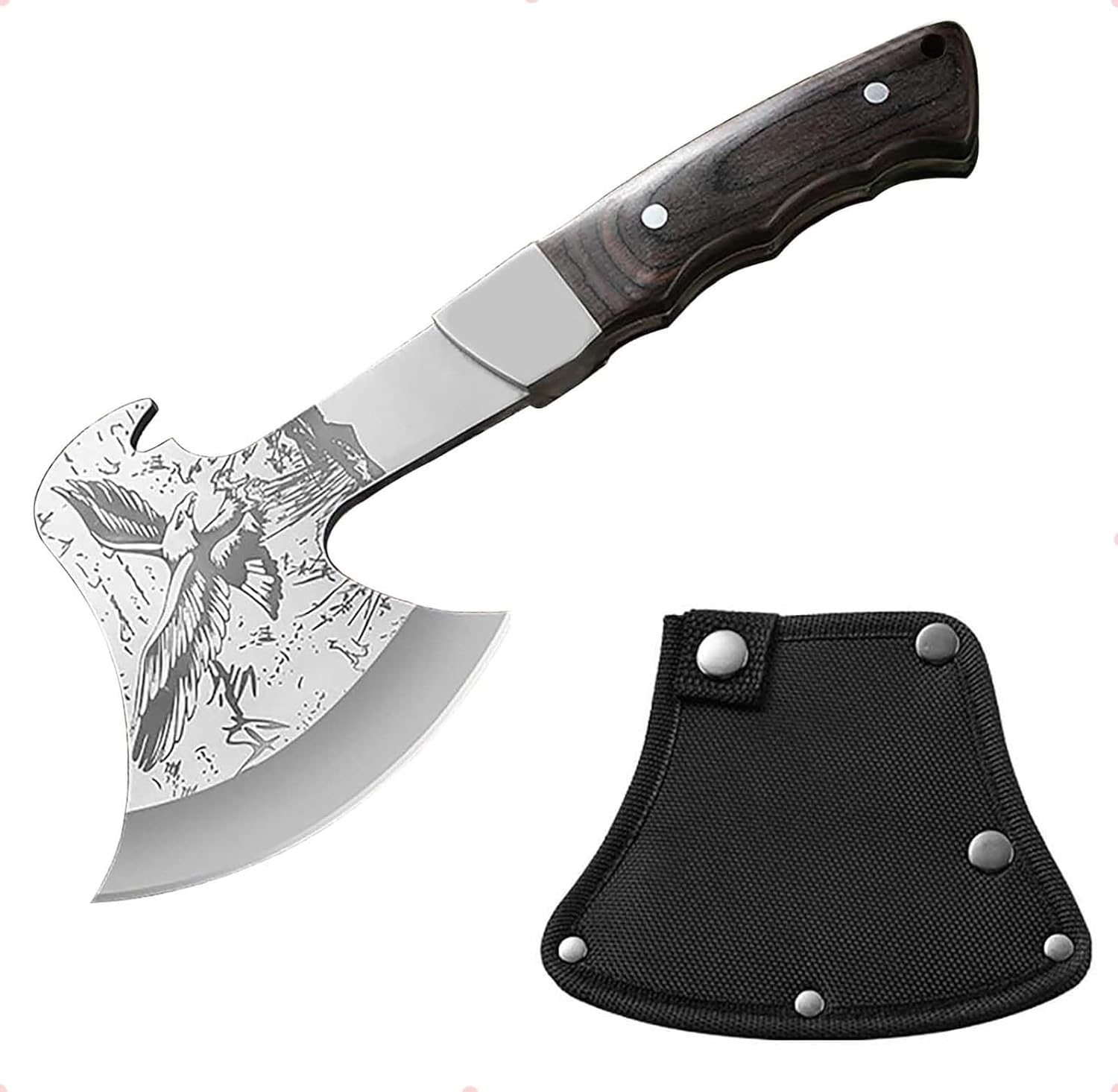 Amazon.com : VAGMI Camping Axe, 11" Full Tang Small Axe Camp Hatchet ...