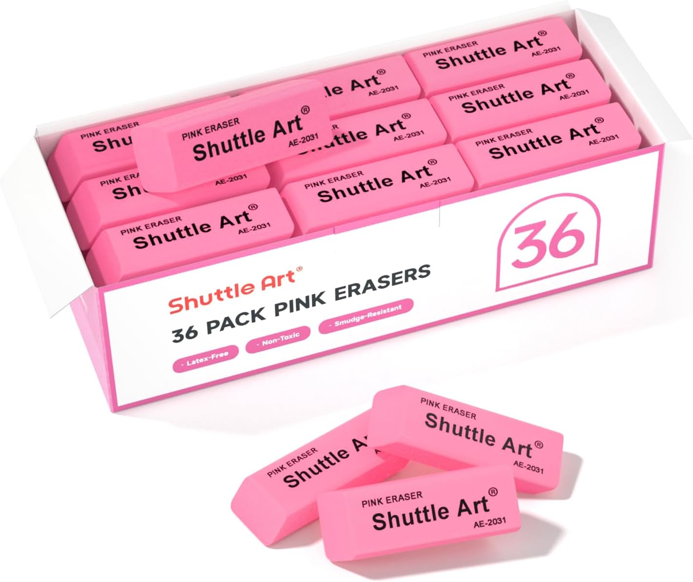 Amazon.com: Pink Erasers Pack of 100 - Large Size, Latex & Smudge Free ...