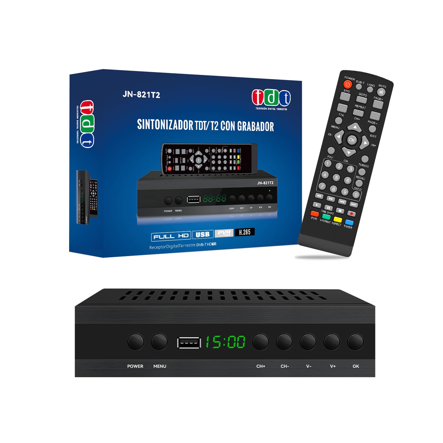 Nuevo TDT Decodificador TV DVB-T T2 H265 HEVC FTA Full HD PVR, USB ...