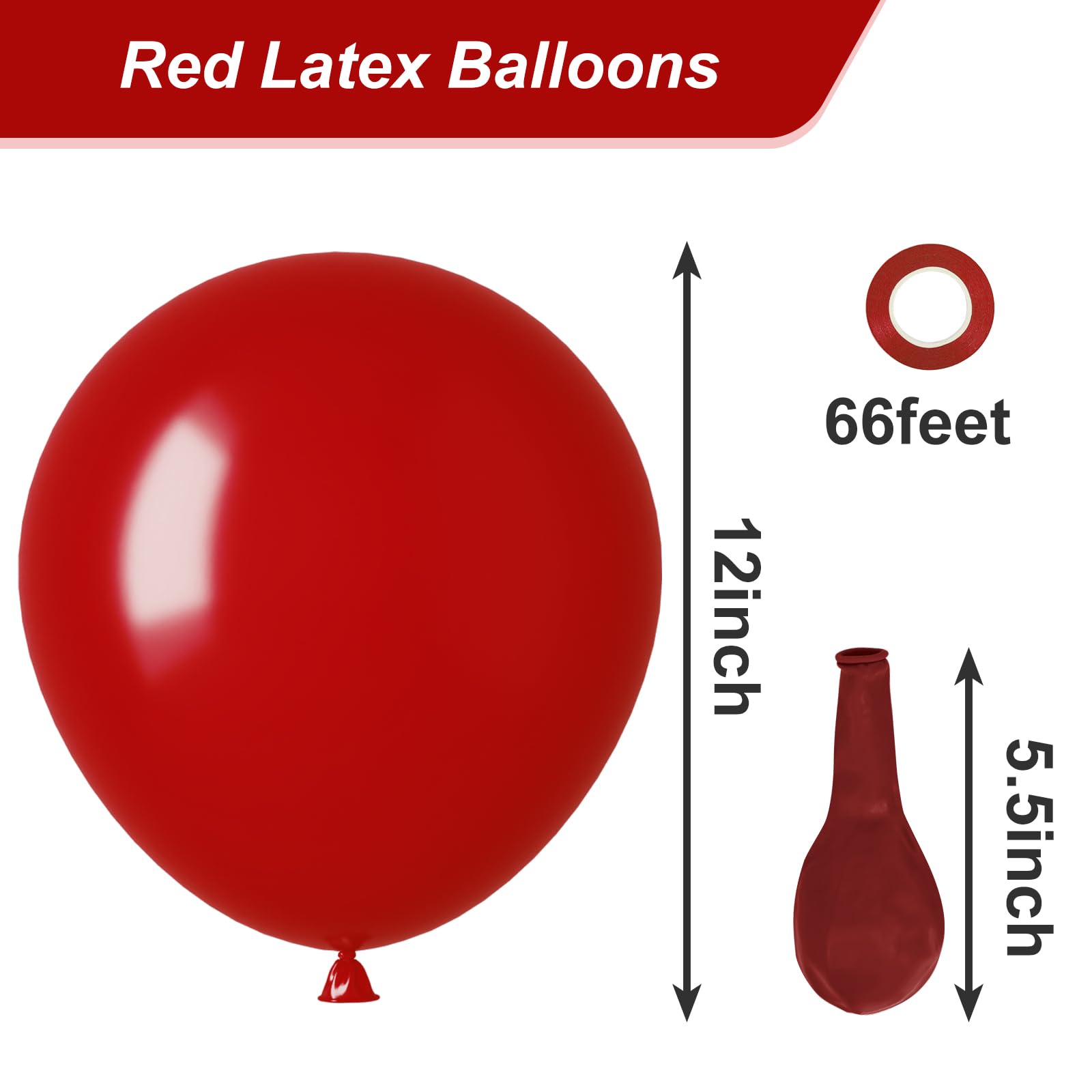 Snapklik.com : RUBFAC 120pcs Ruby Red Balloons 12 Inches Dark Red ...