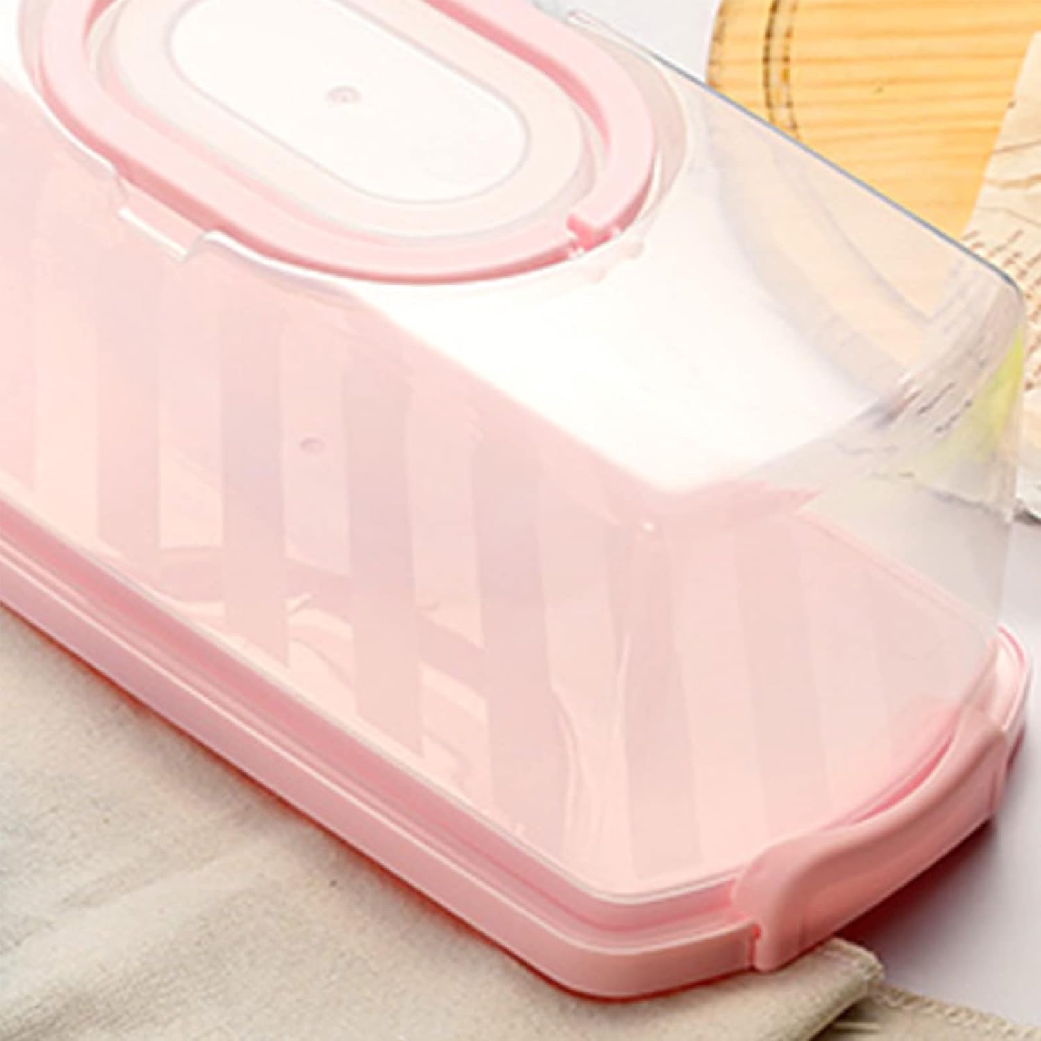 Portable Bread Box with Handle Transparent Lid Loaf Cake Storage ...