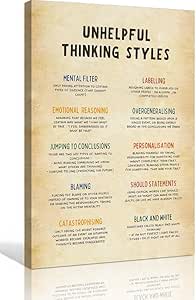 Amazon.com: Greejoeq Unhelpful Thinking Mental Health Wall Decor ...