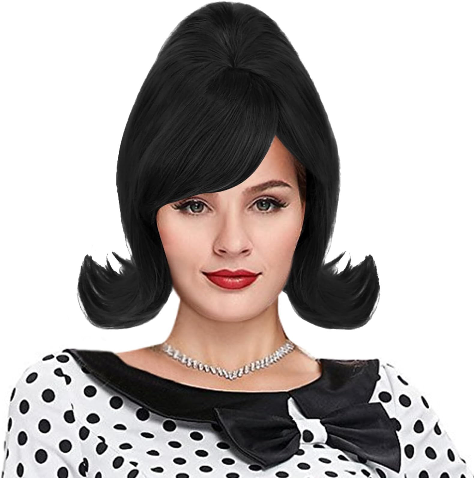 Amazon.com: IEBIYO 50s Flip Black Beehive Wig with Retro Bangs - 50s ...