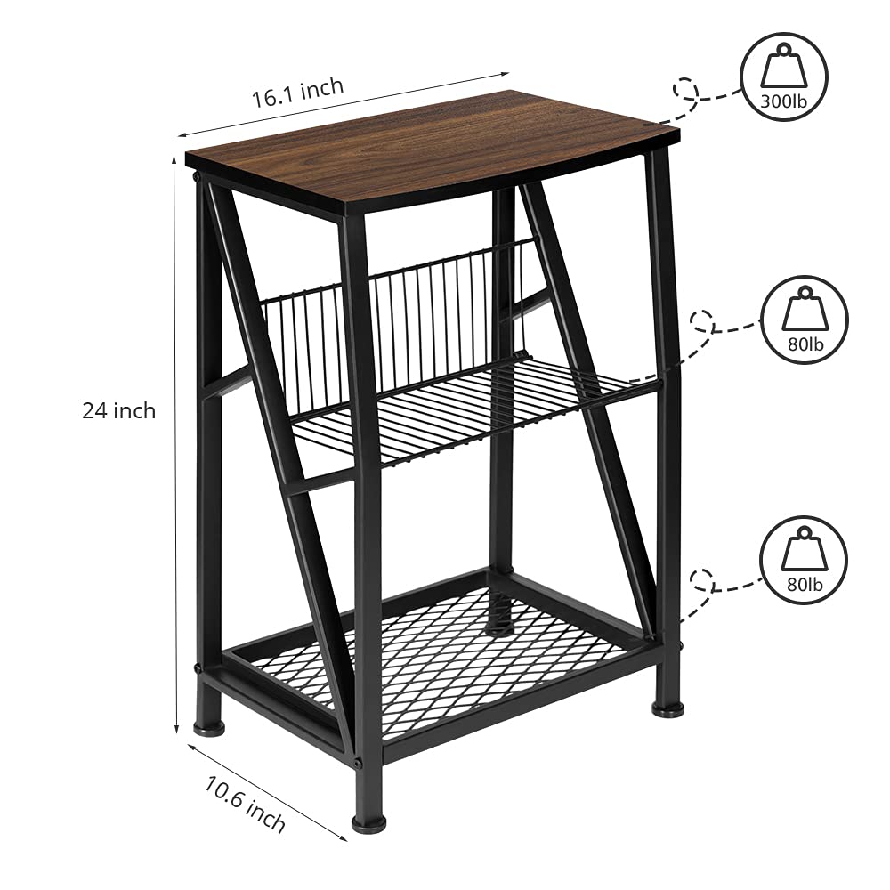 Small Bedside Table Taylor & Brown 3-Tier Narrow Side Table Slim End ...