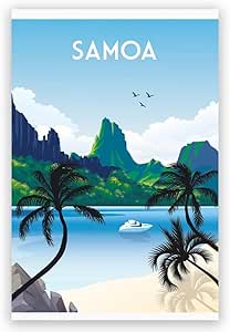 Amazon.com: Samoa Poster Minimalist Travel Canvas Print Coastal ...