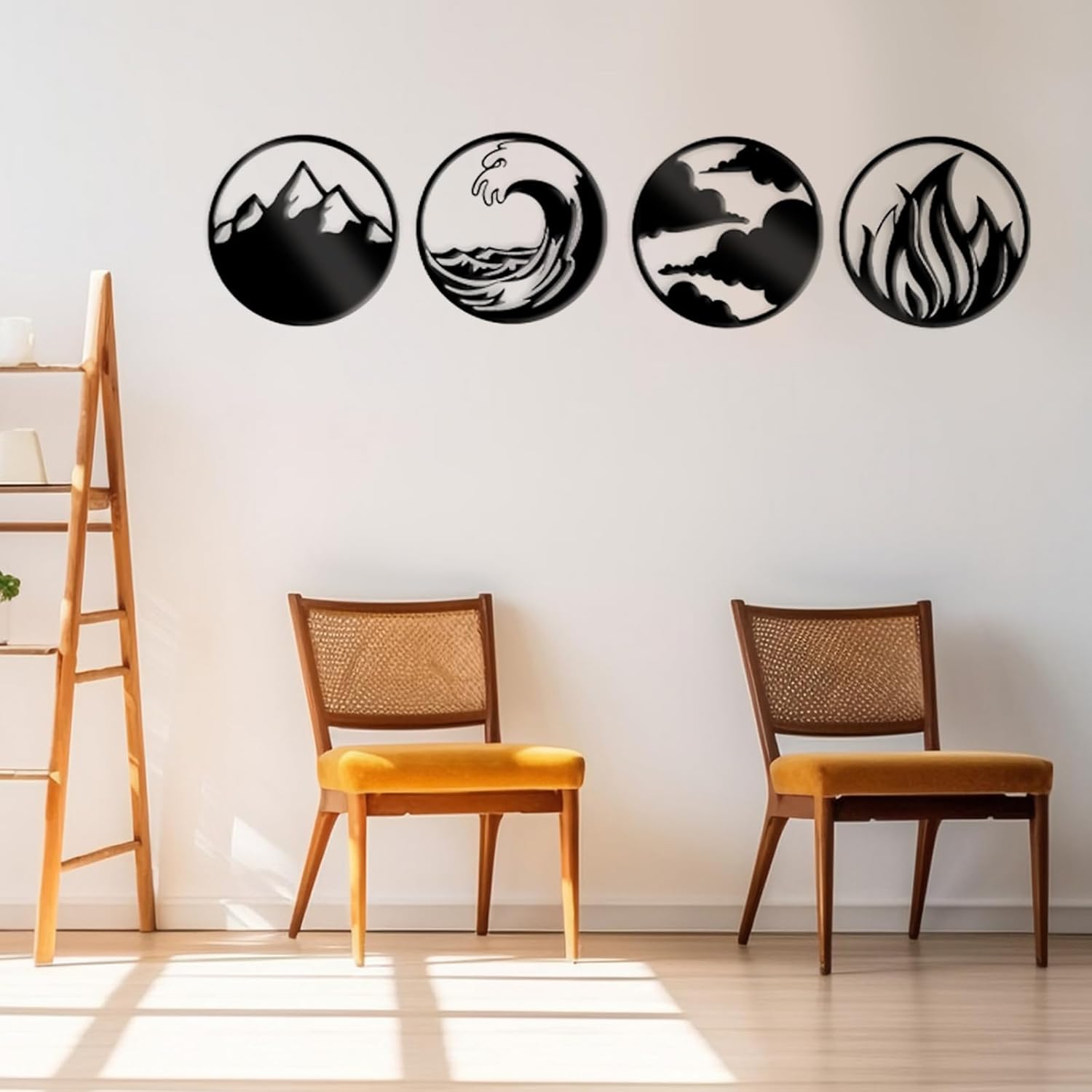 Amazon.com: OYuYeaD Four Elements Minimalist Wood Wall Art 4 Elements ...