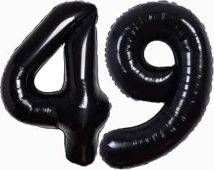 Amazon.com: UWPVOWSR Black 49 Number Balloons 40 inch Jumbo Foil ...