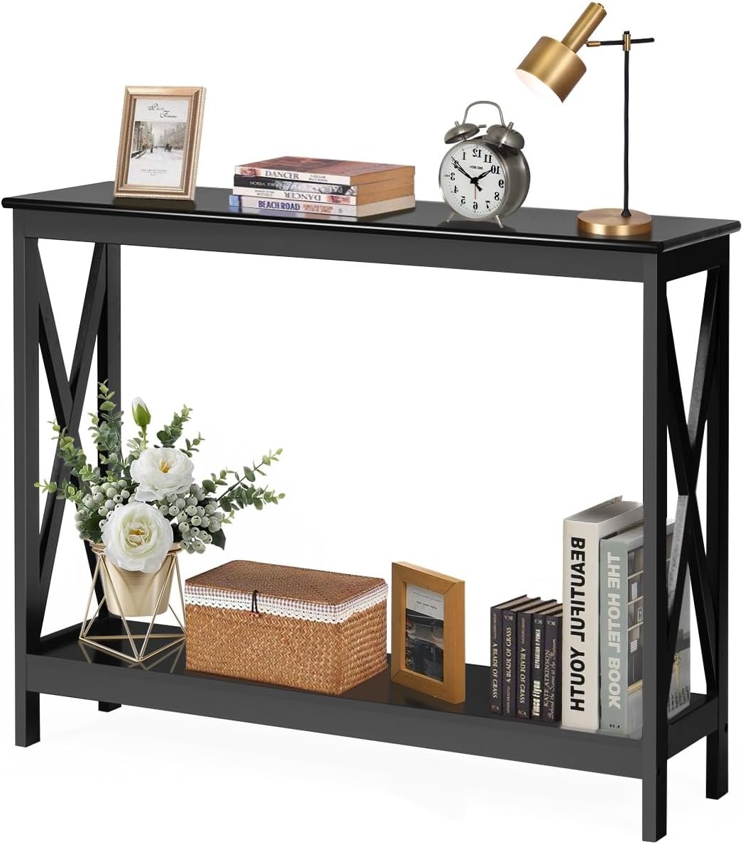 Amazon.com: DORTALA Console Table 2-Tier with Storage Shelf,X-Design ...