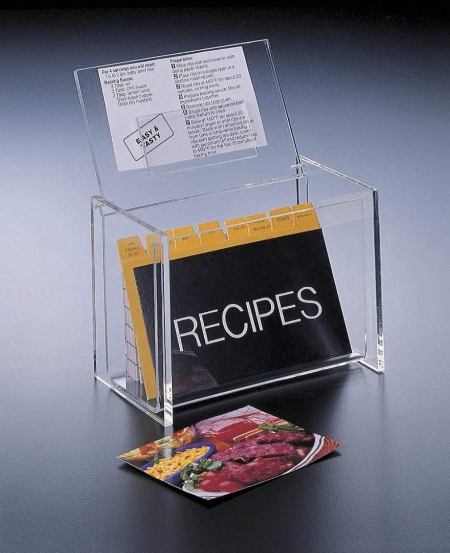 Amazon.com: Acrylic Lucite Recipe Box Holder with Lid display Box and ...