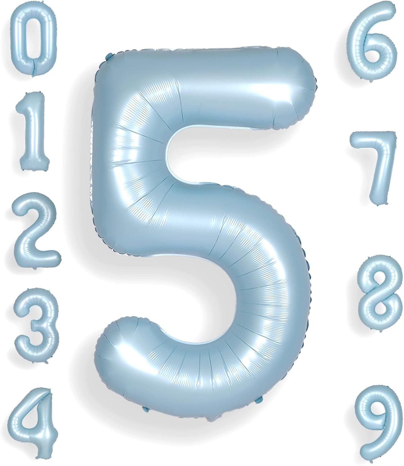 Amazon.com: SULALABOO 40Inch Light Blue 5 Balloon Number Large Helium ...