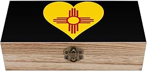 Amazon.com : New Mexico State Heart Flag Wooden Storage Box Container ...
